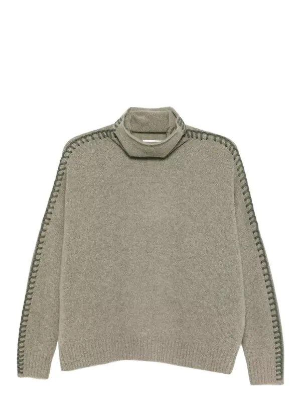KUJTEN Thea Whipstitch-trim High Neck Sweater - Green