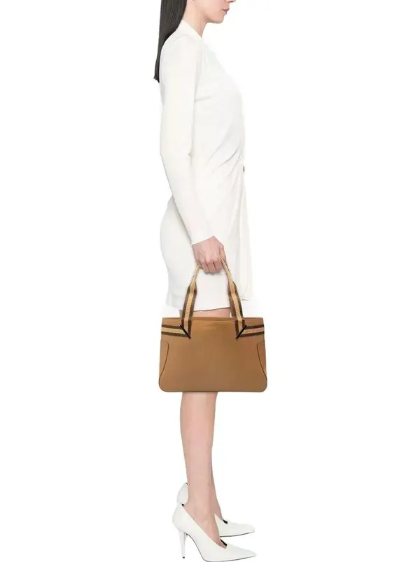 Gucci 20th Century Calfskin Web Handbag - Brown