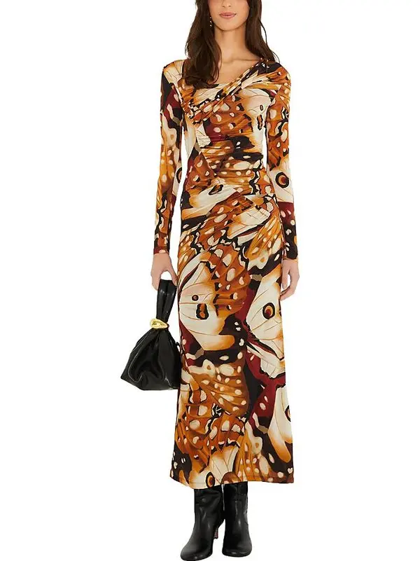 Farm Rio Borbofly Printed Long Sleeve Maxi Dress - Borbbofly Multicolor