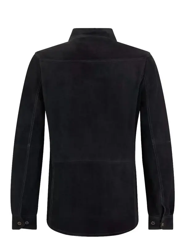 MOORER Suede Panelled Jacket - Blue
