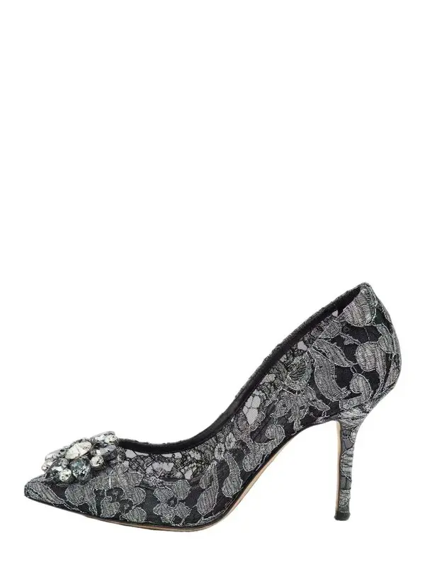 Dolce & Gabbana Bellucci Crystal-embellished Lace Stiletto Pumps - Grey