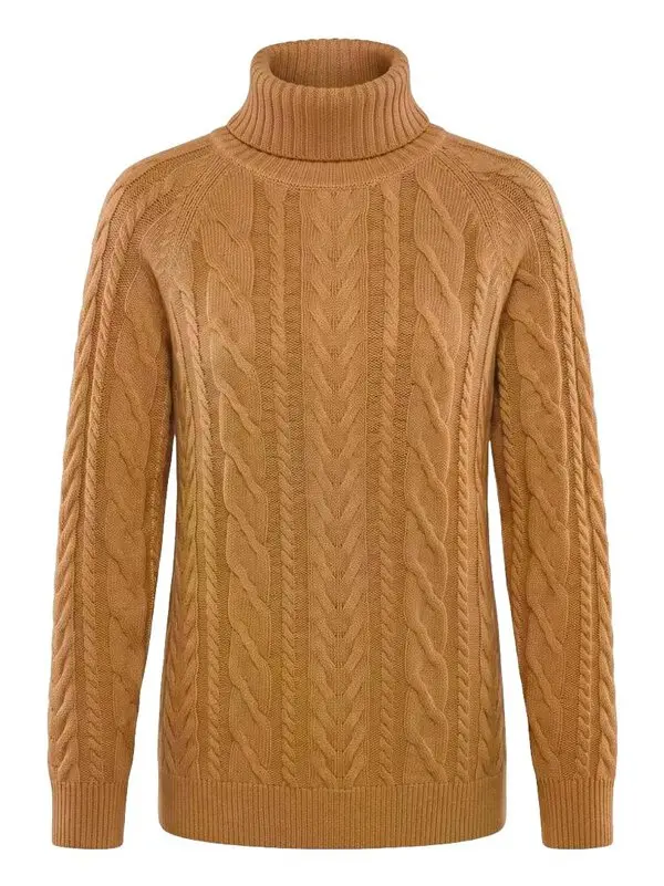 MOORER Cable-knit Roll-neck Sweater - Neutrals