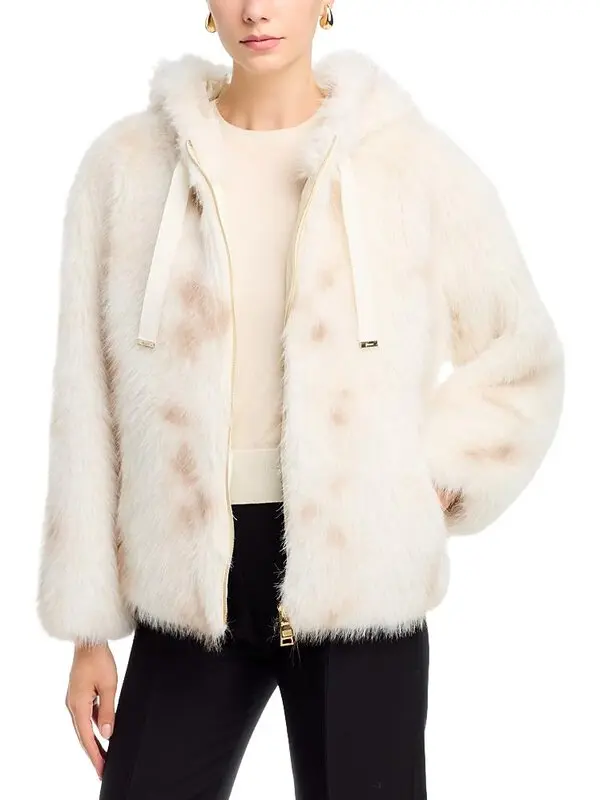 Herno Hooded Faux Fur Bomber Jacket - White