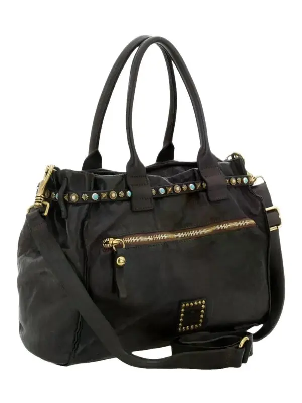 CAMPOMAGGI Rossella Studded Leather Tote Bag - Brown