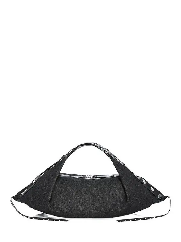 3.1 Phillip Lim Luna Mini Studded Denim Hobo Bag - Black