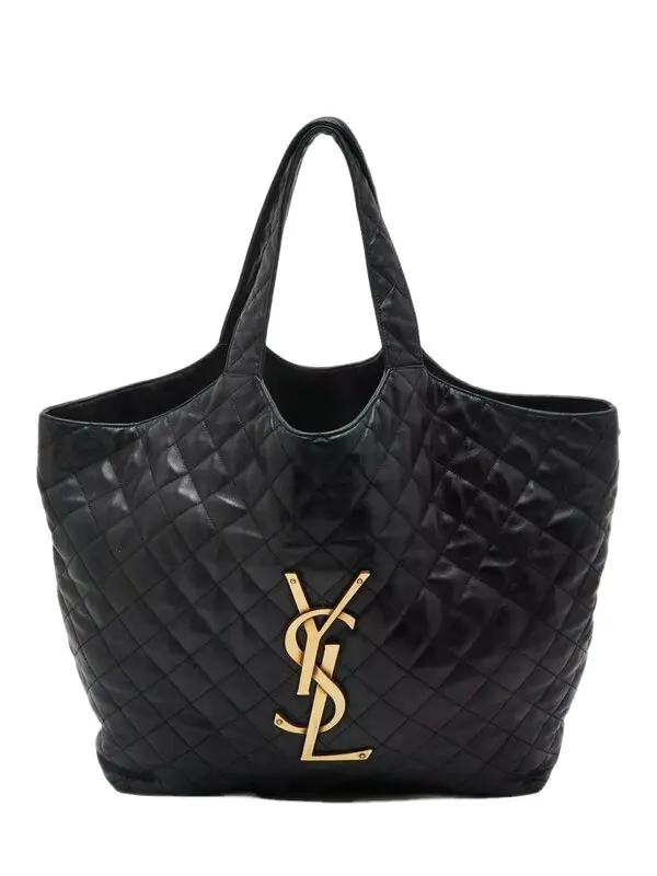 Saint Laurent Icare Quilted Leather Tote Bag - Black