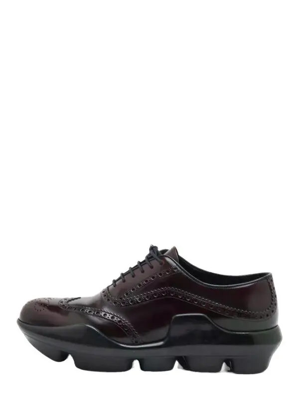 Prada Burgundy Leather Wingtip Brogue Oxford Shoes - Red