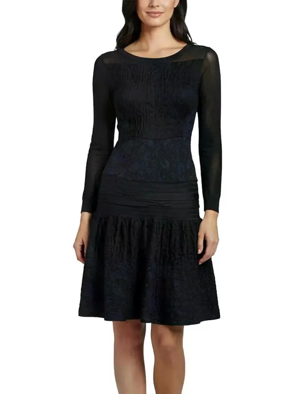 LOUIS VUITTON Crinkled Silk Drop Waist Mini Dress - Black