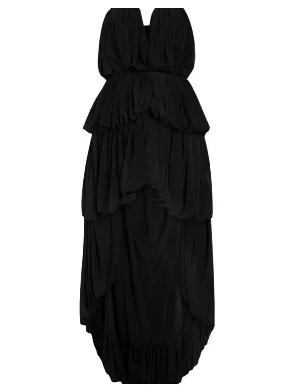 Ronny Kobo Asymmetrical Tiered Dress - Black