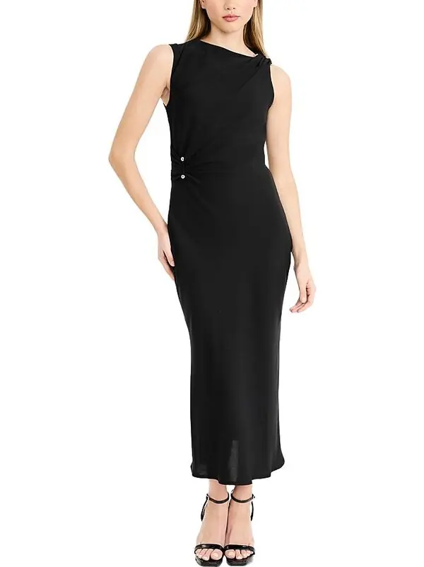 Maggy London Sleeveless Hardware Midi Dress - Black