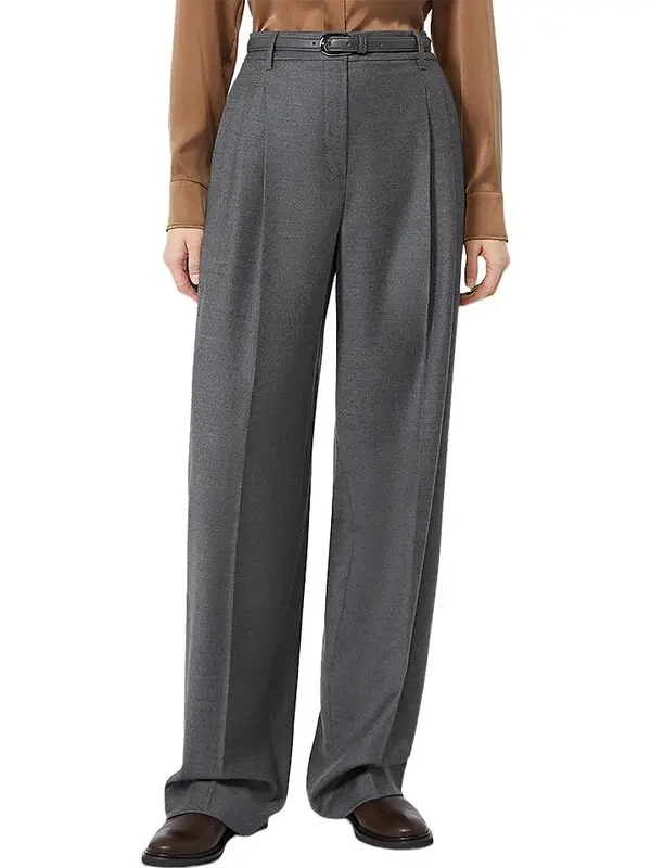 Max Mara Wool Wide Leg Tailored Pants - Dark Grey