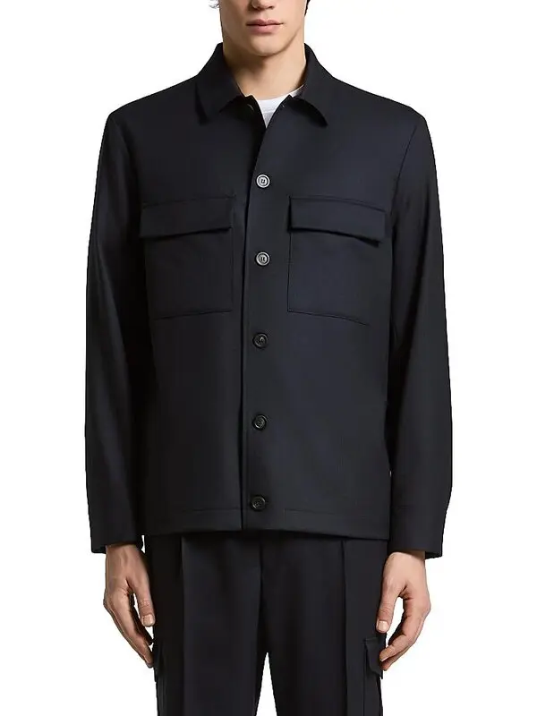Peserico Wool Carded Gabardine Overshirt - Galaxy Blue