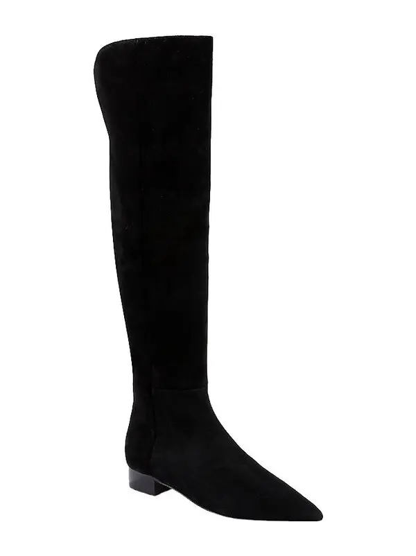 L'Agence Grand Suede Pointed Toe Boots - Black Suede