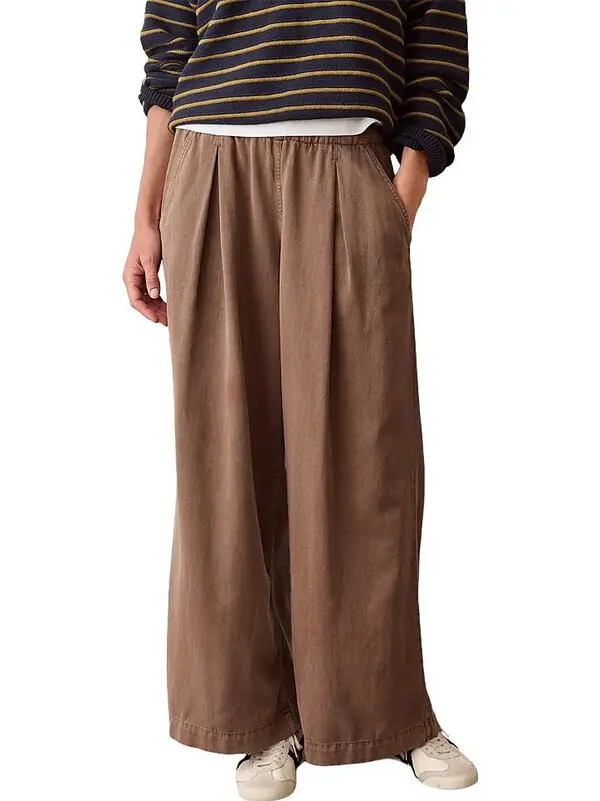 Marine Layer Allison Pleated Wide Leg Trousers - Java