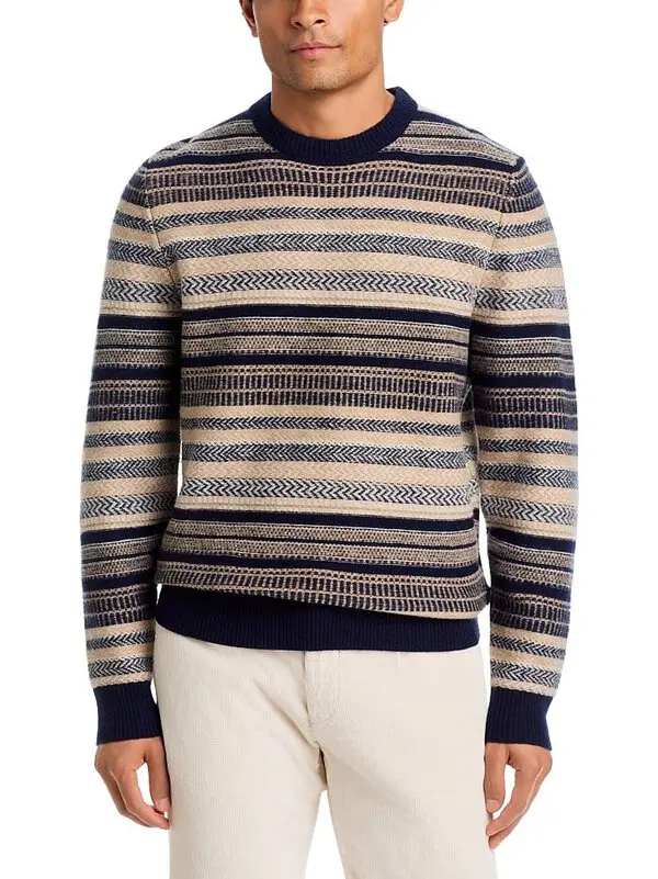 Barbour Highsted Fair Isle Wool Crewneck Sweater - Navy