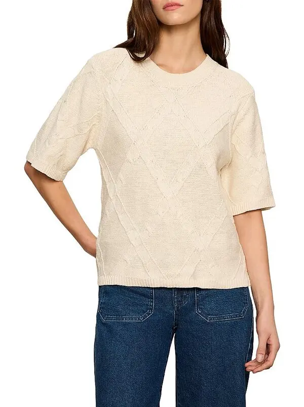 Sanctuary Diamond Stitch Sweater Tee - Bone