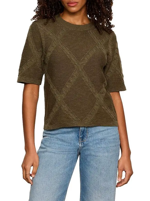 Sanctuary Diamond Stitch Sweater Tee - Kalamata