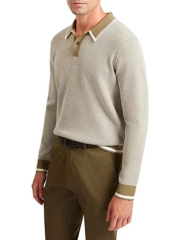 Ted Baker London Buckler Long Sleeve Waffle Stitch Polo - Olive