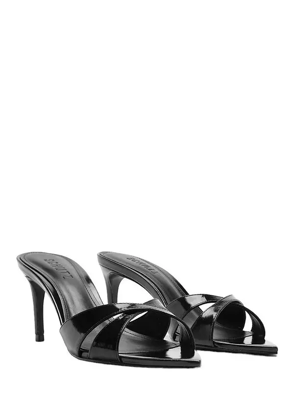 Schutz Maxie Patent Leather Criss-cross Stiletto Sandals - Black
