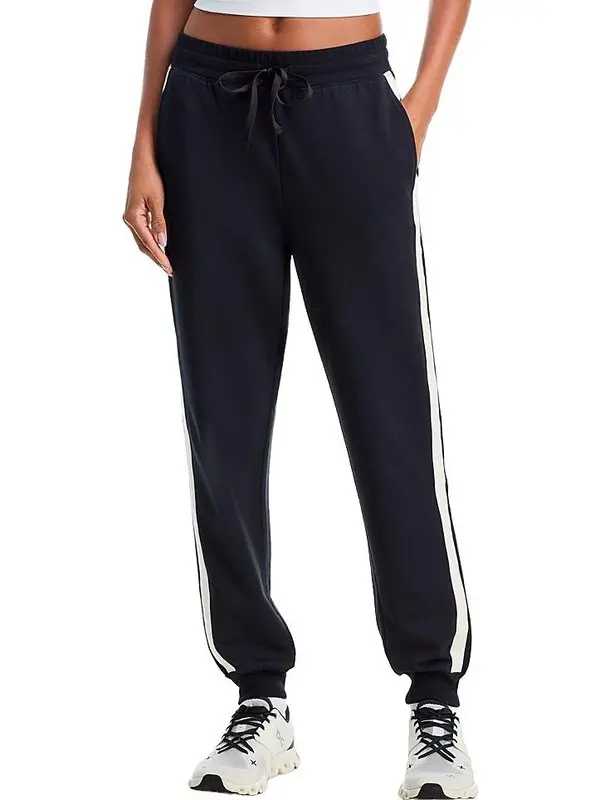 Aqua Athletic Varsity Drawstring Waist Joggers Exclusive - Black/white