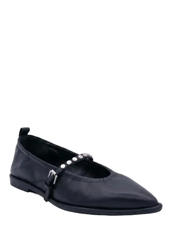 Ash Bella Studded Mary Jane Flats - Black