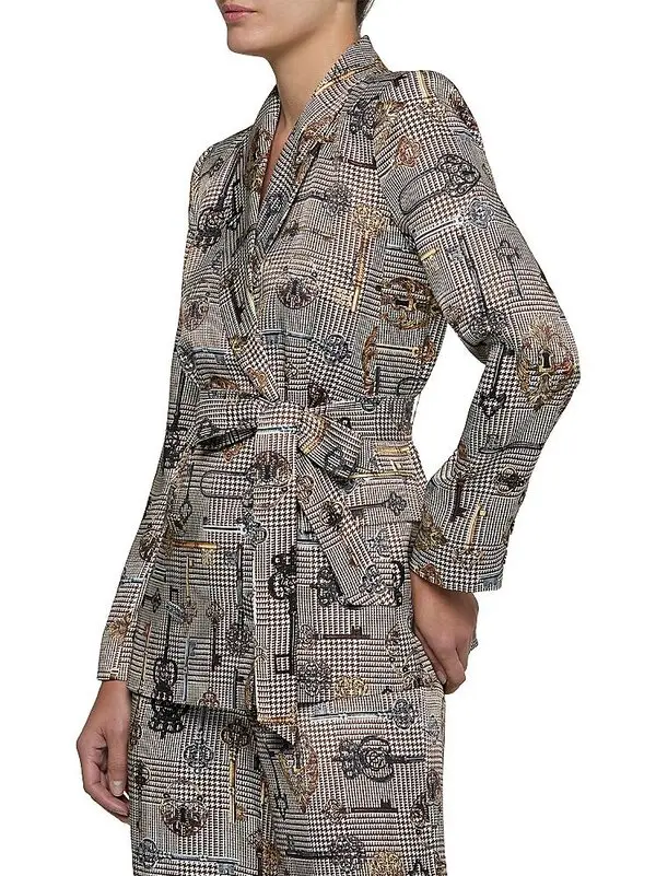 L'Agence Aven Wrap Blazer - Brown Multi Houndstooth
