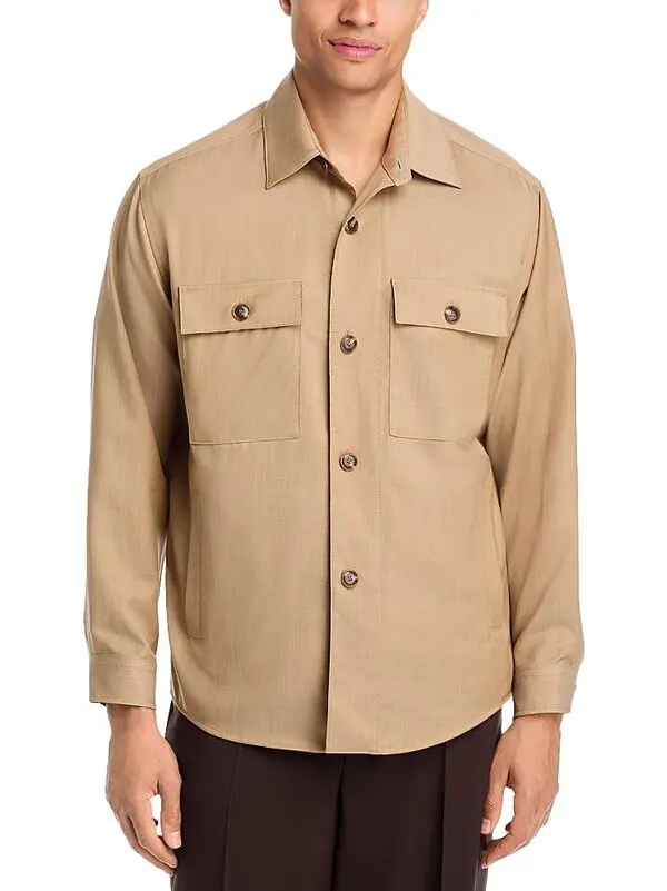 BOSS Carper Wool Button Overshirt - Medium Beige
