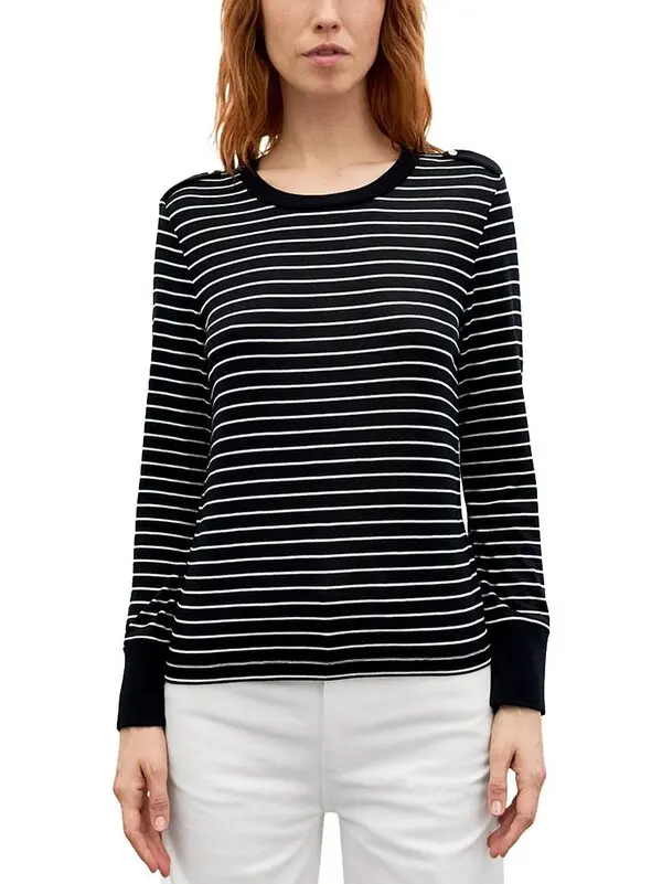 Gerard Darel Belia Epaulet Striped Top - Navy