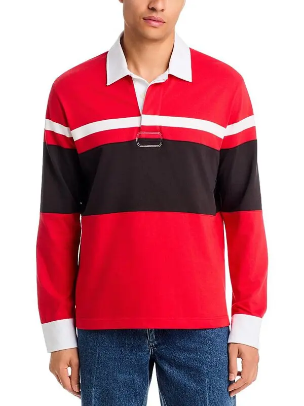 Rag & Bone Classic Cotton Stripe Rugby Shirt - Red Multi
