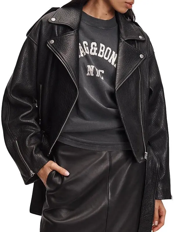 Rag & Bone Penelope Leather Moto Jacket - Black