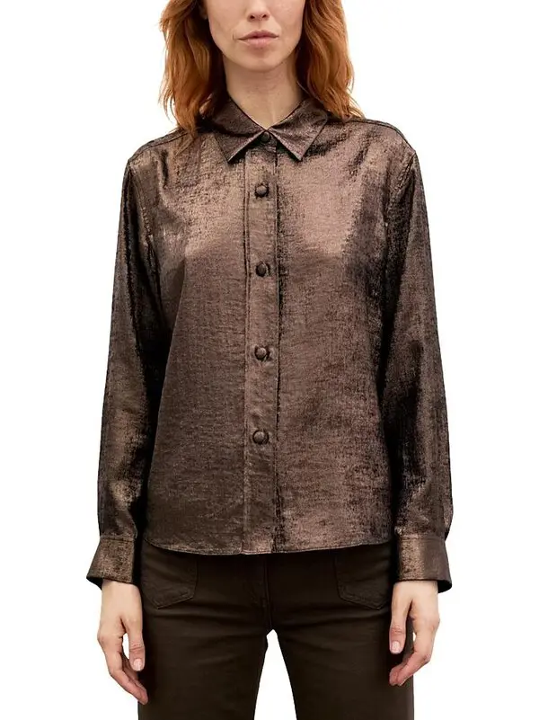Gerard Darel Loyce Metallic Textured Blouse - Brown