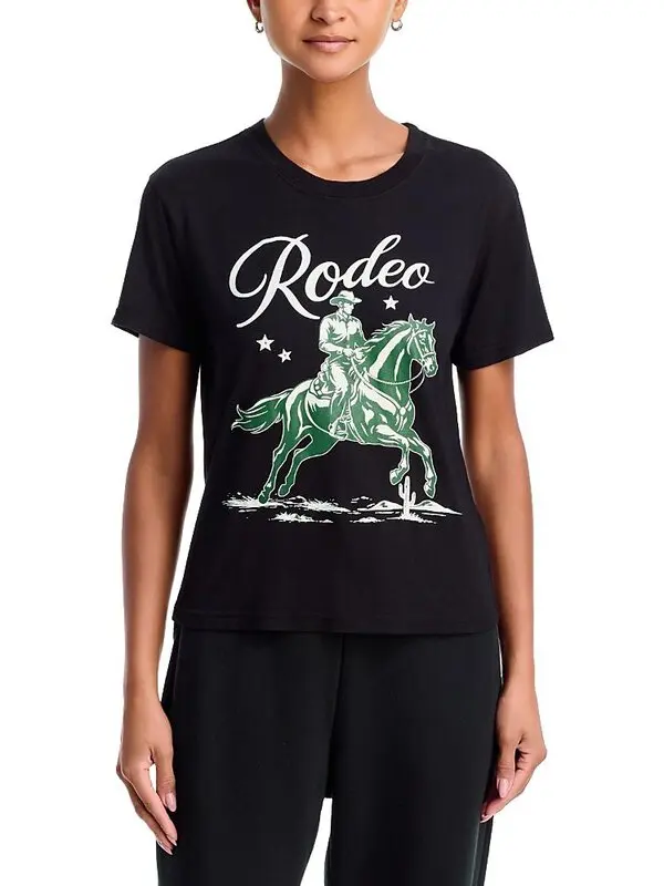 Aqua Olivia Rodeo Horse Cotton Tee - Black