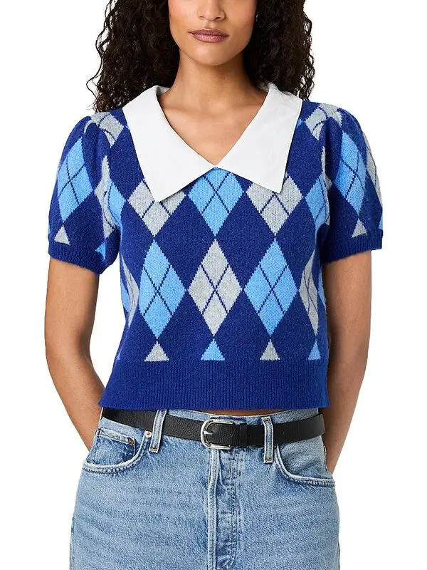 French Connection Koda Knit Collared Sweater - Brisk Blue