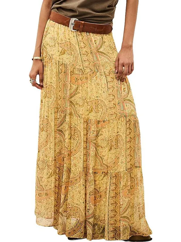 Ba&sh Cali Printed Maxi Skirt - Yellow