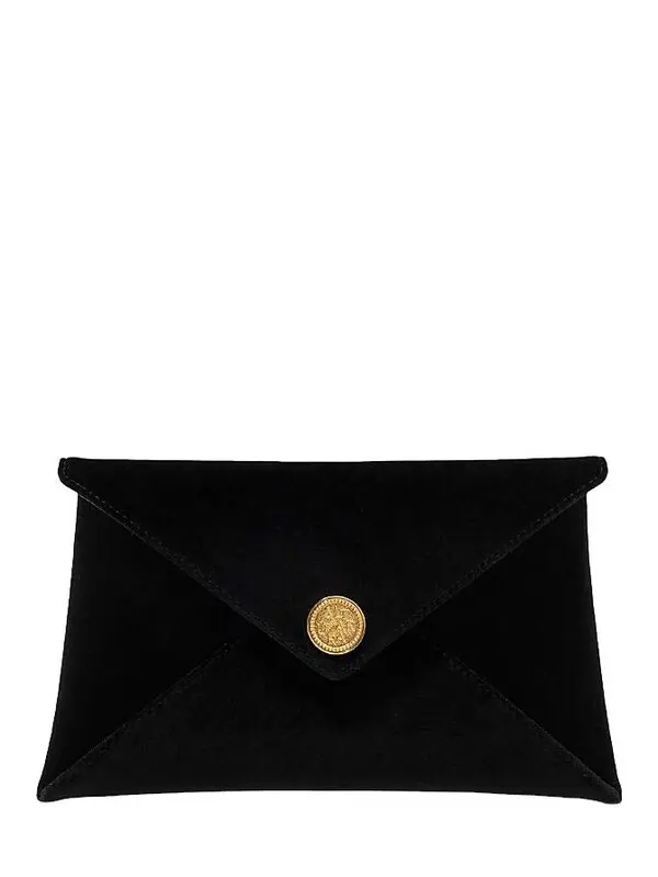 Altuzarra Velvet Envelope Clutch With Gold Tone Clasp - Black