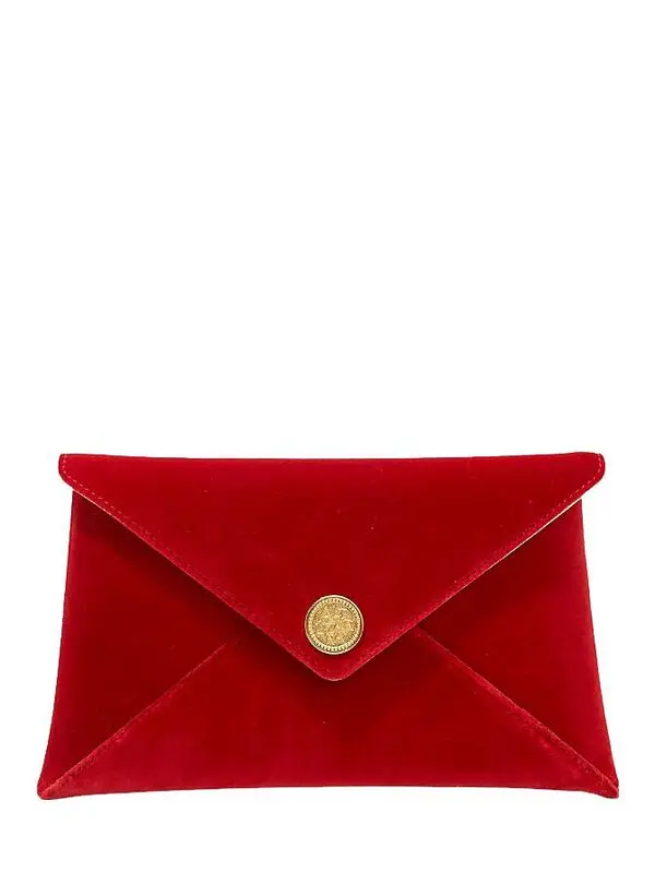 Altuzarra Velvet Envelope Clutch With Gold Tone Clasp - Grenadine