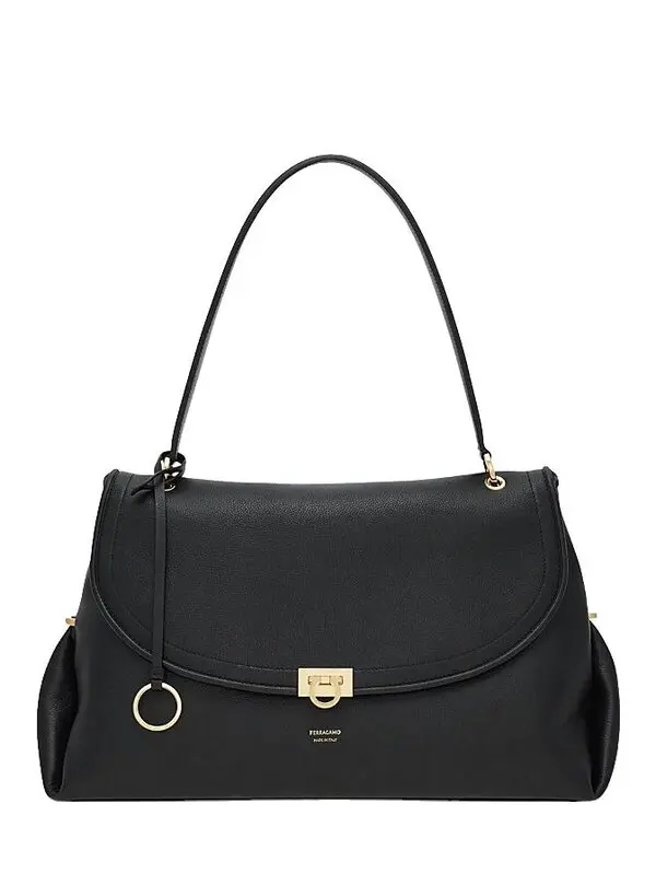 FERRAGAMO Gancini Leather Handbag - Nero