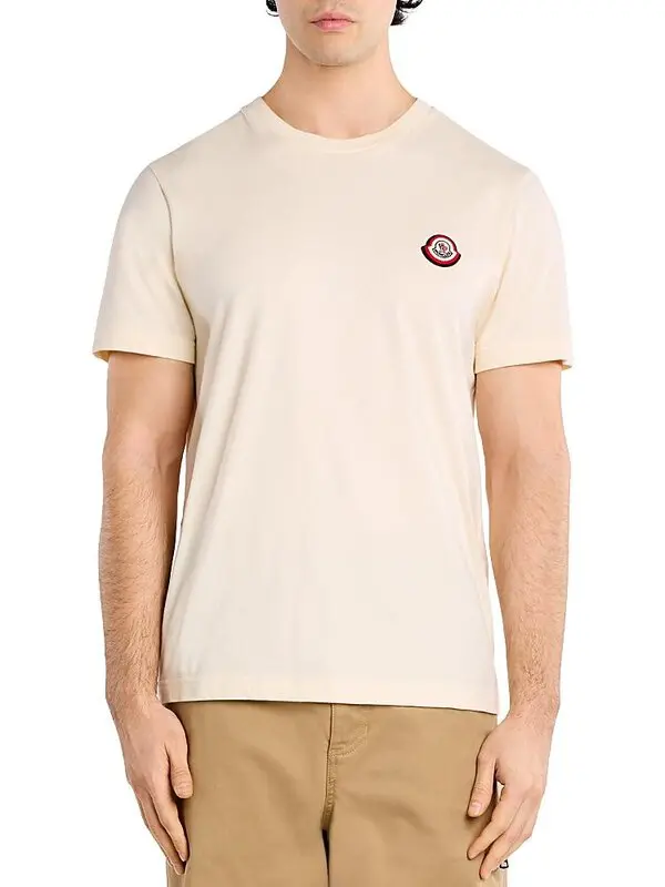 Moncler Cotton Short Sleeve Logo Tee - Ivory