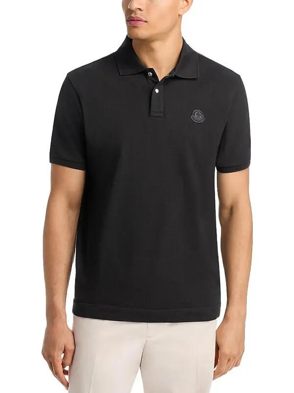 Moncler Logo Patch Cotton Piquet Polo Shirt - Olive