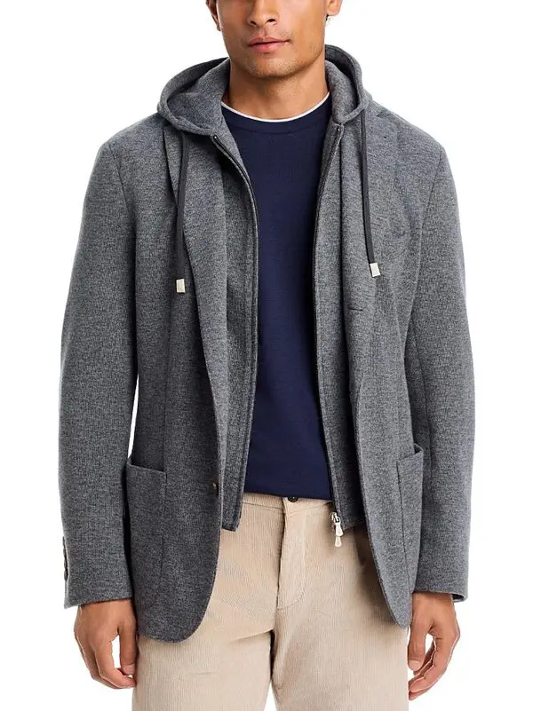 Eleventy Hooded Single-breasted Jacket - Medium Grey