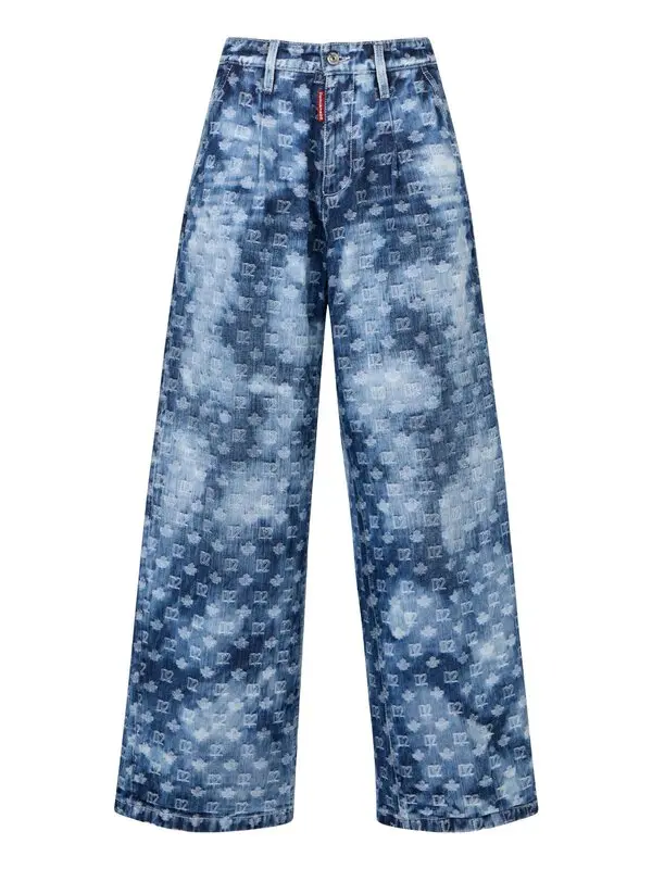 Dsquared2 Monogram Wide-leg Jeans - Blue