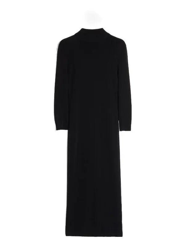 Gucci Fine Rib Knit Wool Dress With Horsebit Detail - Black