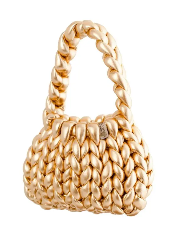 ILLLINA Metallic Woven Top Handle Bag - Gold