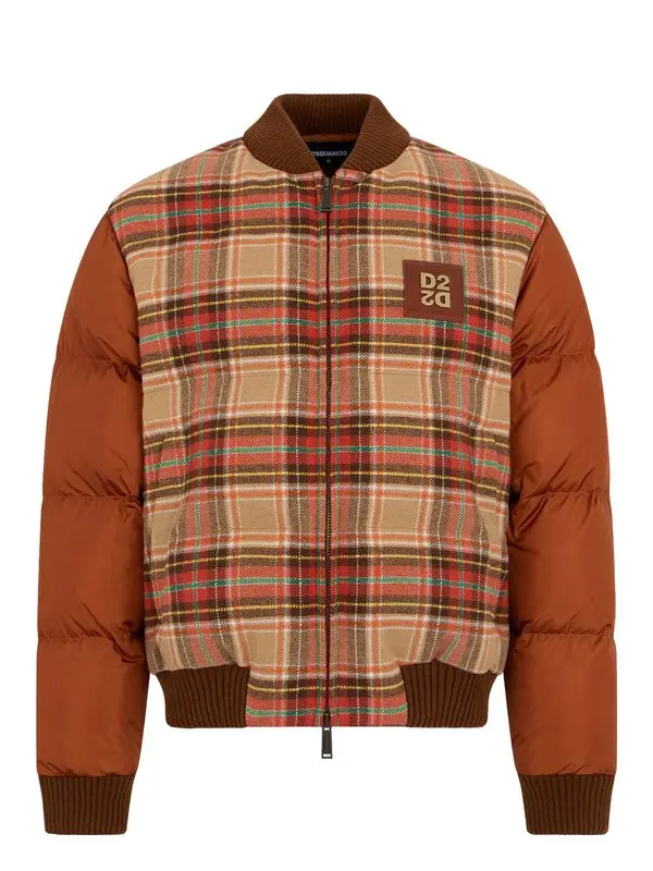 Dsquared2 Cottage Check Wool & Nylon Down Bomber Jacket - Fantasy