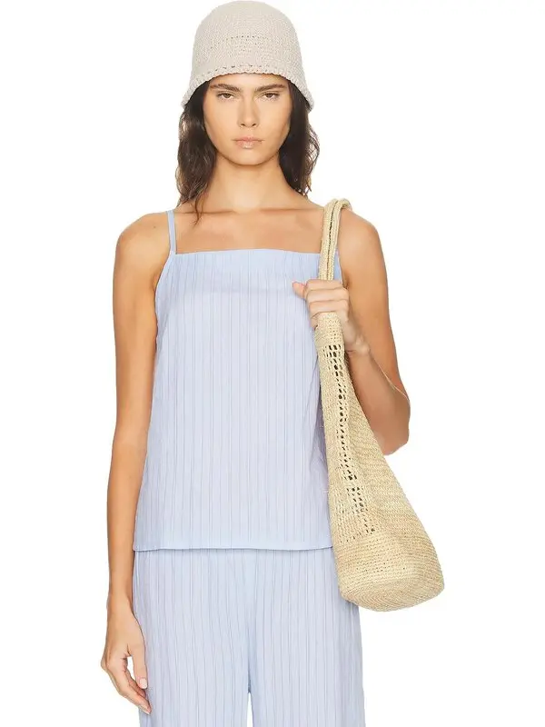 Donni. The Eyelet Pop Shell Top In Baby Blue - Cloud