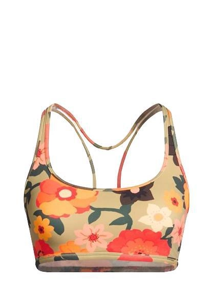 Tory Burch Floral Print Cropped Tencel & Lycra Sports Top - Green
