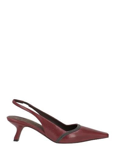 Brunello Cucinelli Leather Slingback Pumps With Embellishments - Red