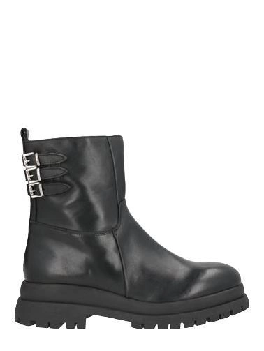 DINO DRAGHI Leather Ankle Boots With Block Heel - Black