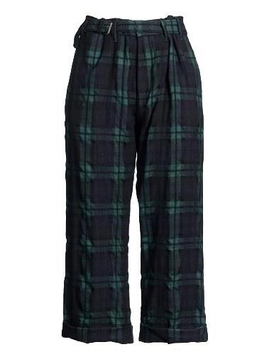 Aspesi Tartan Pattern Wool Cotton Trousers - Black