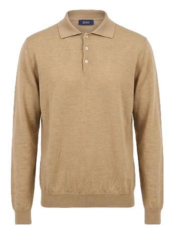 Herno Virgin Wool And Silk Mélange Polo Sweater - Sand